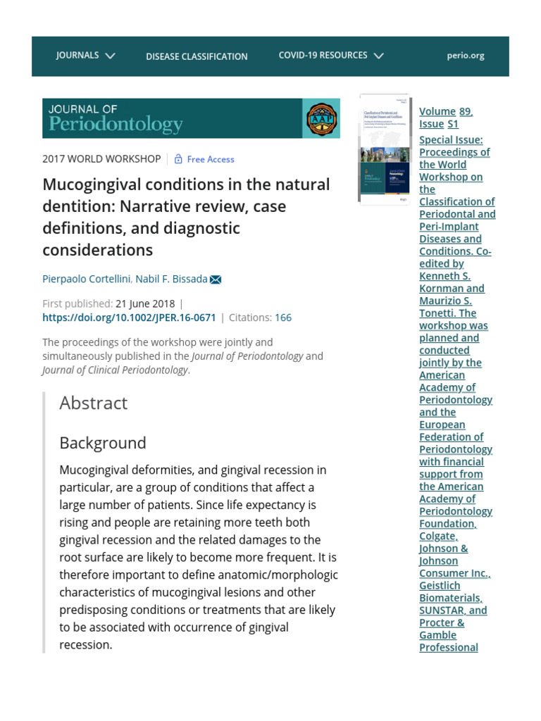 Mucogingival Conditions in The Natural Dentition: Narrative Review ...