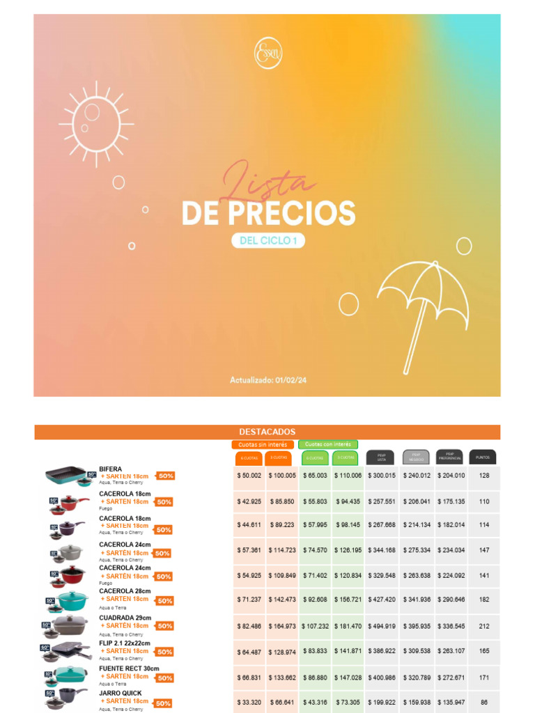 Lista de Precios PDF 1-2 | PDF | Cocinando