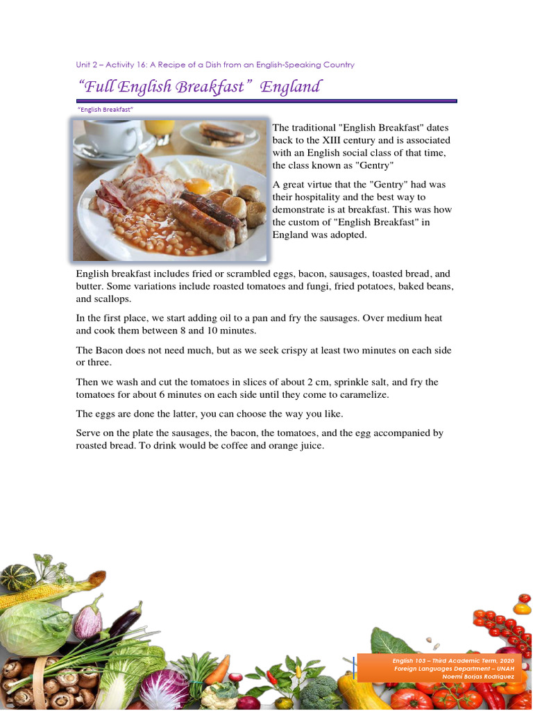 A Recipe From An English-Speaking Country | PDF