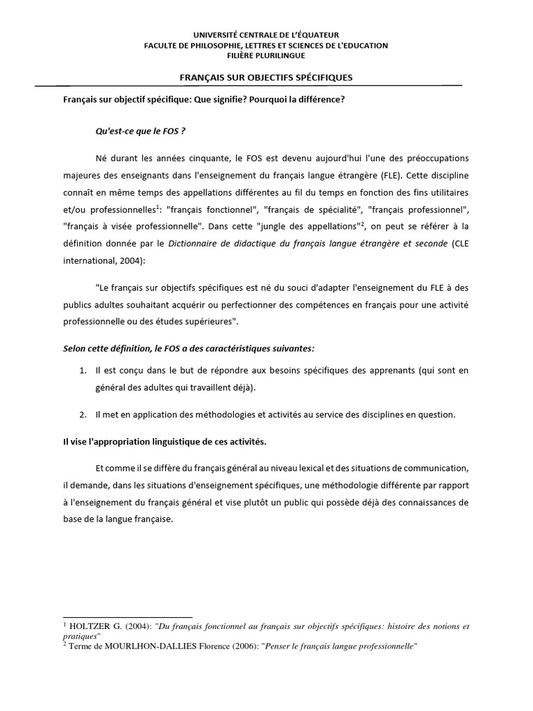 Qu'est-Ce Que Le FOS | PDF
