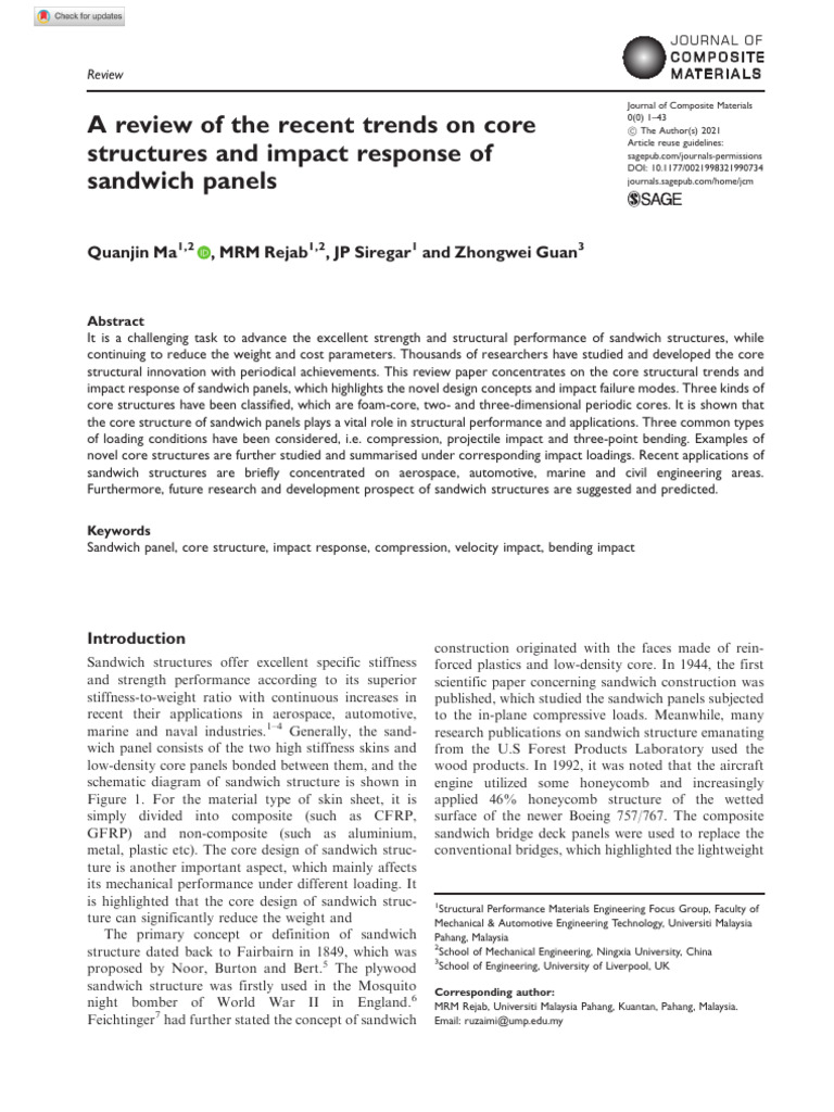 A Review of The Recent Trends On Core Structures and Impact Response of ...
