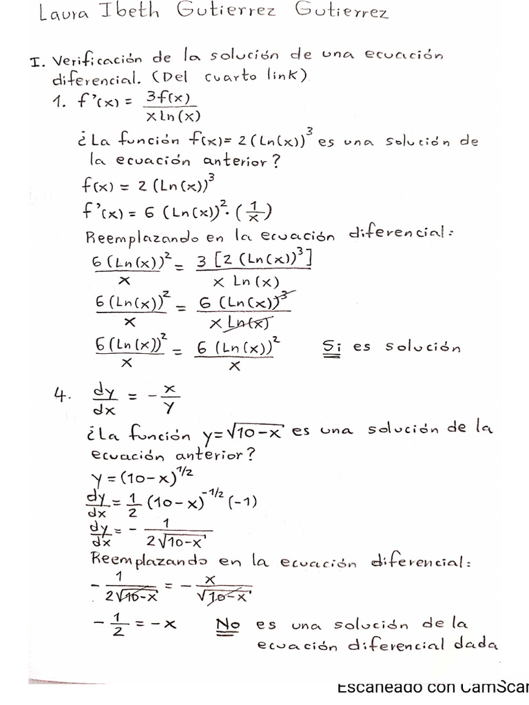 Taller 1 de Ecuaciones Diferenciales | PDF