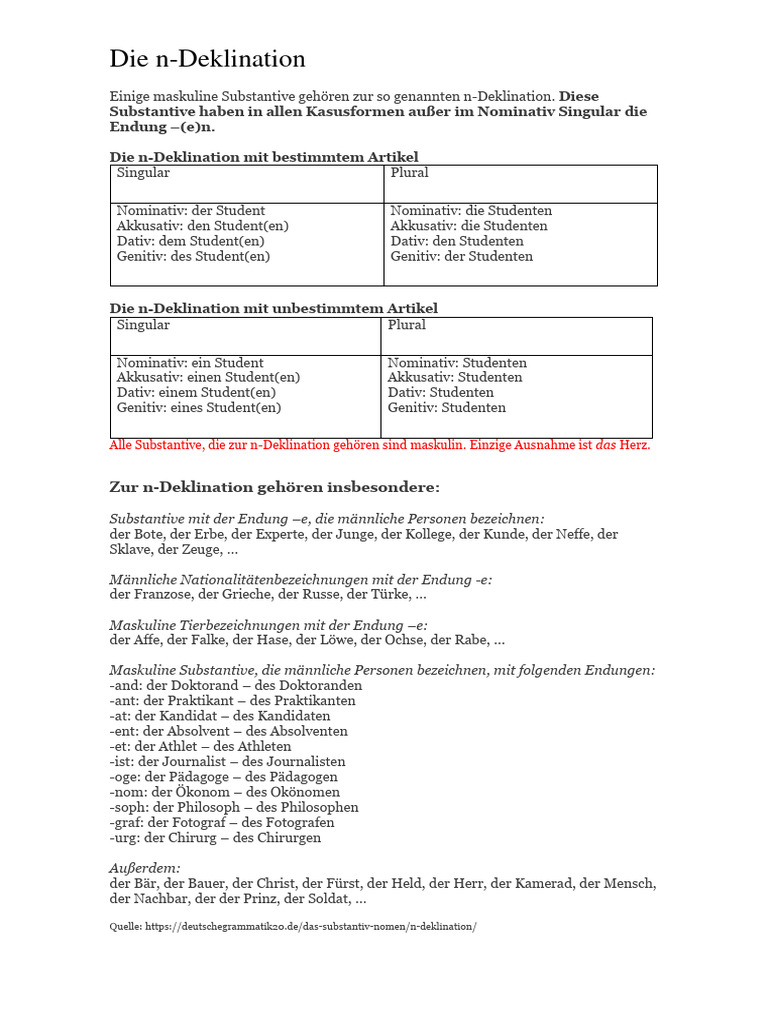 N Deklination | PDF