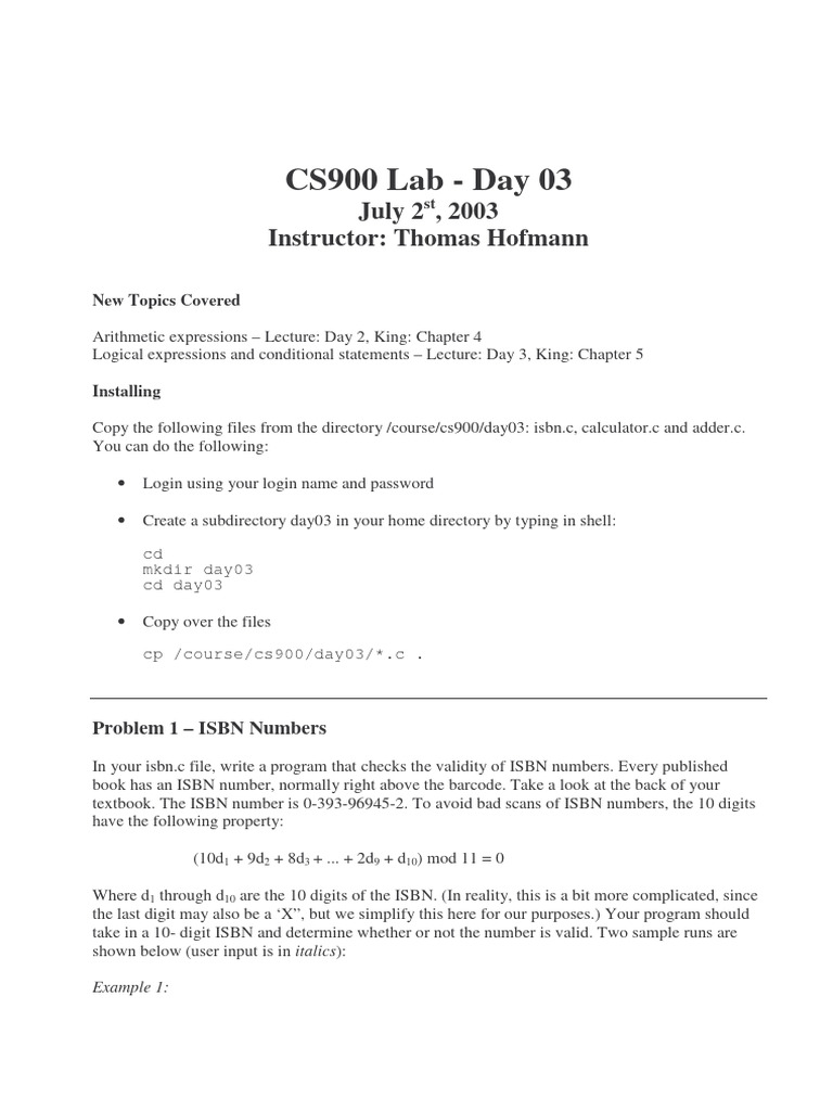 Lab 03 | PDF | Integer (Computer Science) | Computer Program Lab 03 | PDF | Integer (Computer Science) | Computer Program