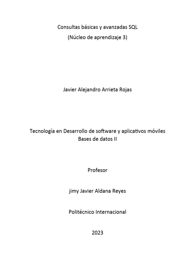 Consultas SQL Básicas y Avanzadas | PDF