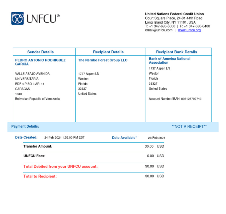 Sender Details Recipient Details Recipient Bank Details: United Nations ...