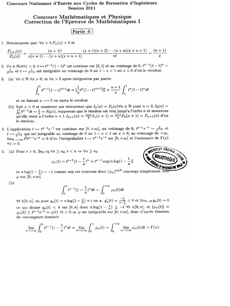 2011.MP - Maths I.corr | PDF