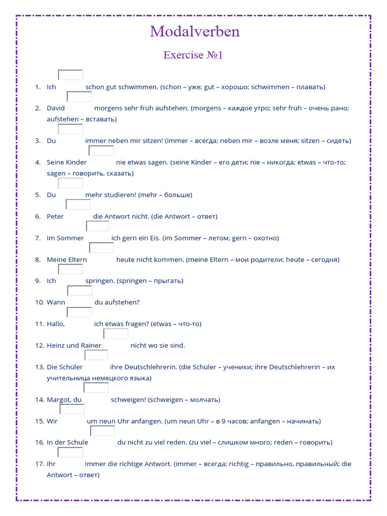 Modalverben. Übungen | PDF
