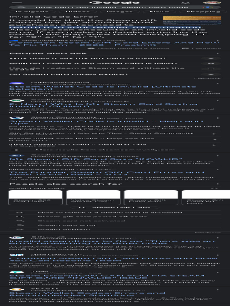 How Can I Get Invalid Steam Card Code - Google Search | PDF | Computing