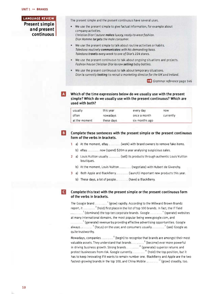 Present Simple Continuous | PDF