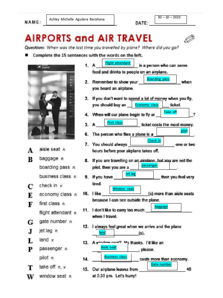 Aguilera - Ashley - Airports and Air Travel Worksheet 2 | PDF