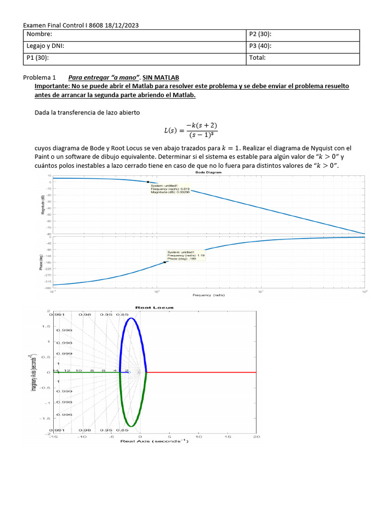 Ejercicios Control | PDF | Sistema no lineal | Teoría de sistemas