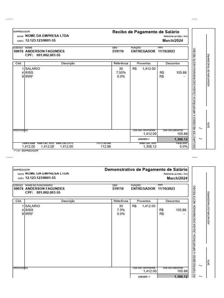 Holerite Editável Atualizado 2024 ?? | PDF | Taxa de imposto | Informática