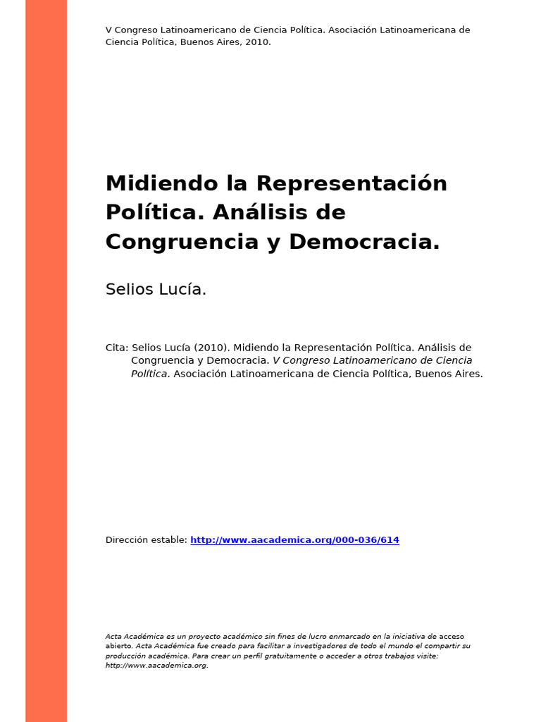 Selios Lucía (2010) - Midiendo La Representación Política. Análisis de ...