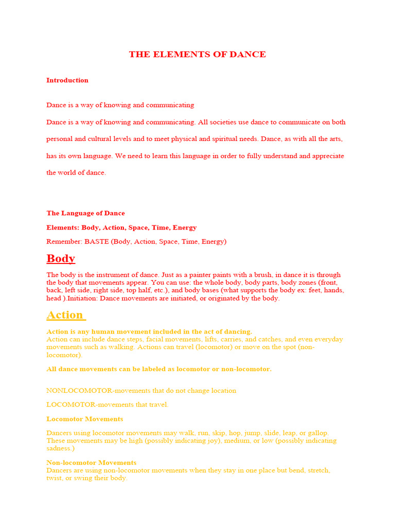 The Elements of Dance | PDF | Dances | Animal Locomotion
