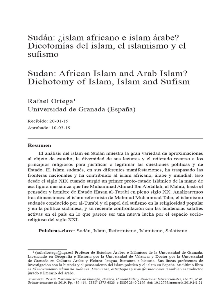 Sudan Islam Africano e Islam Arabe Dicot | PDF | Sudán | El sufismo