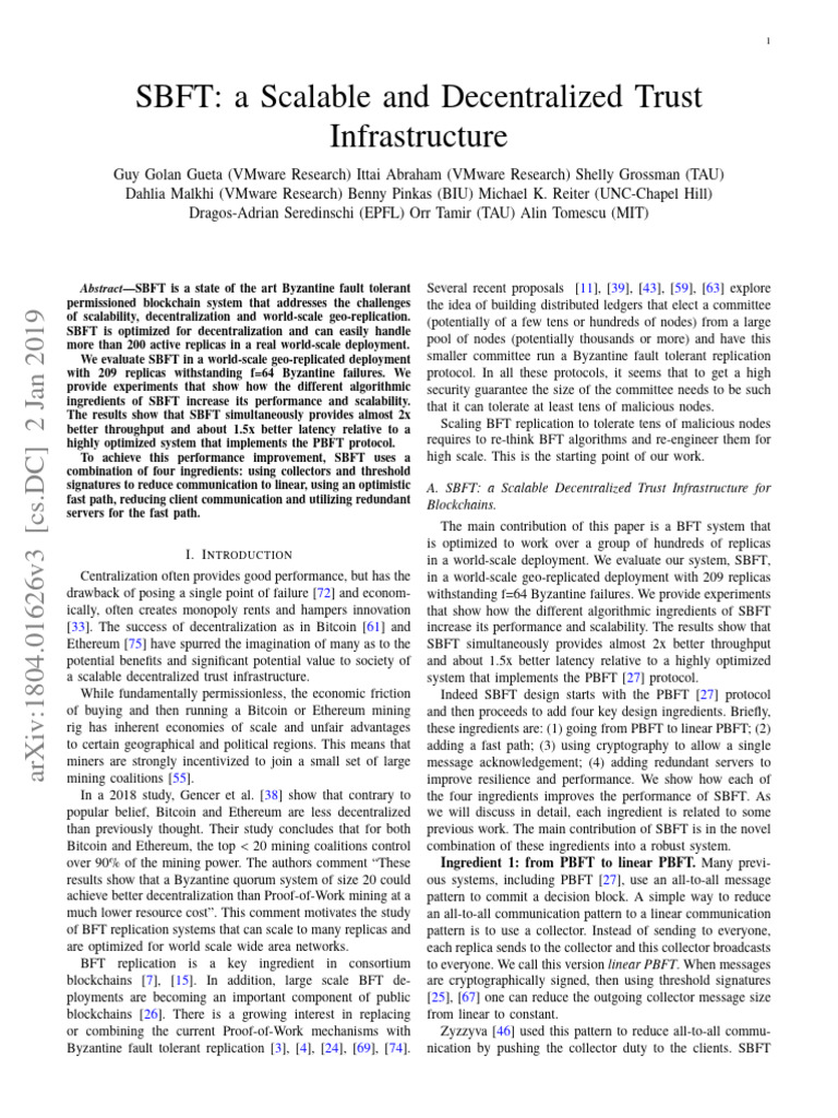 مهم SBFT- A Scalable and Decentralized Trust Infrastructure | PDF | Replication (Computing ...