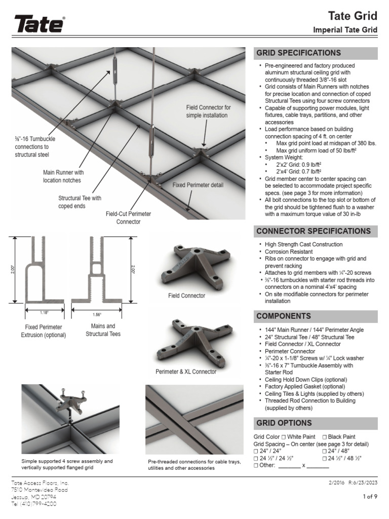 Tate Grid Datasheet Imperial | PDF | Screw | Electrical Connector