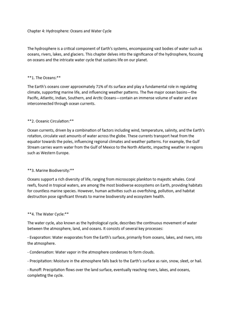 Lecture 04 - The Earth - Hydrosphere Oceans and Water Cycle | PDF ...