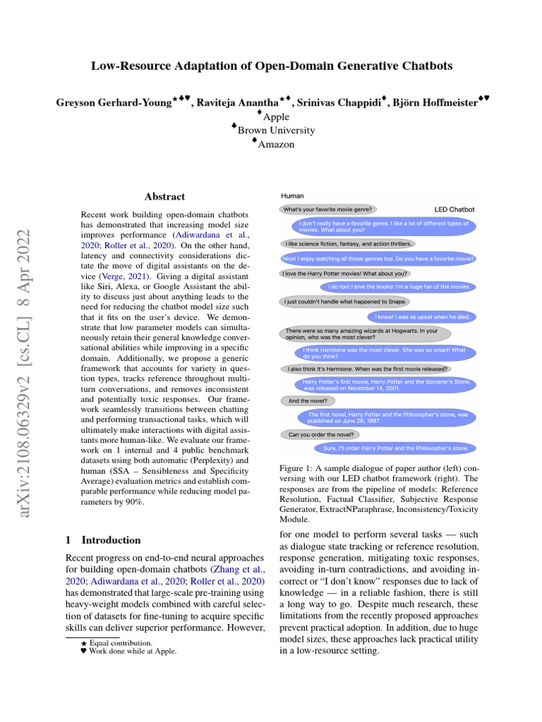 Low-Resource Adaptation of Open-Domain Generative Chatbots | PDF