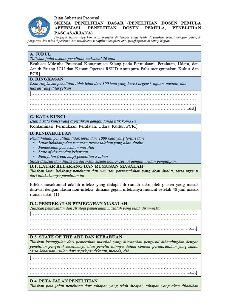 Isian Substansi Proposal Penelitian Dasar (PDP Affirmasi PDP PPS) E70b447e | PDF