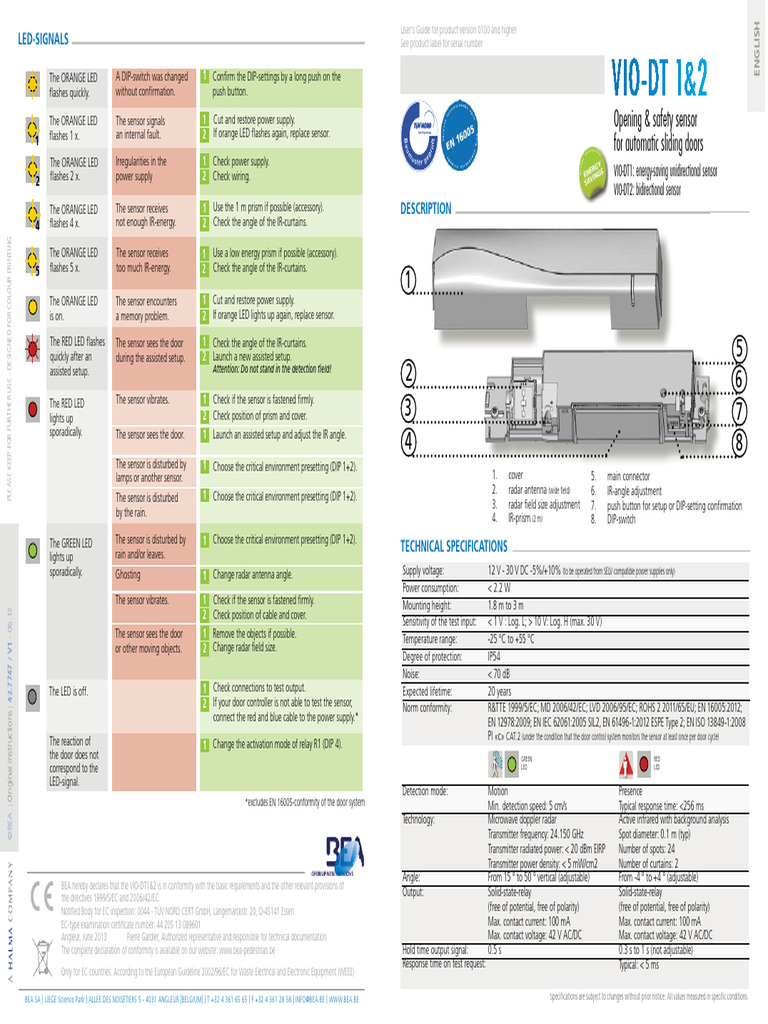 VIO-DT1&2 Sensor User Guide | PDF