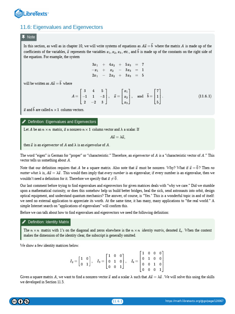 Eigenvalues and Eigenvections Examples and Practice Exercises | PDF ...