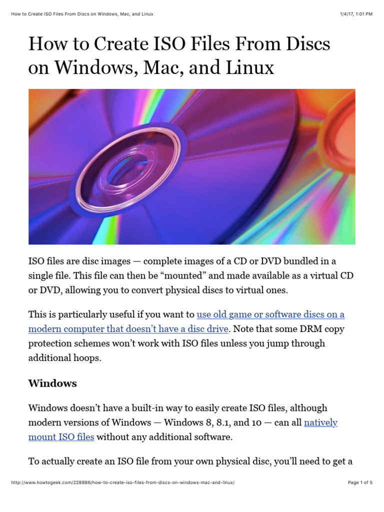 How To Create ISO Files From Discs On Windows, Mac, and Linux | PDF | Computer File | Mac Os