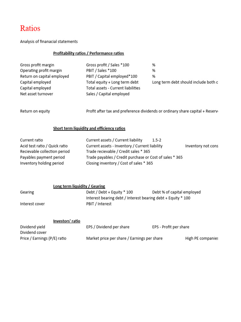 Ratio Analysis | PDF | Equity (Finance) | Return On Equity