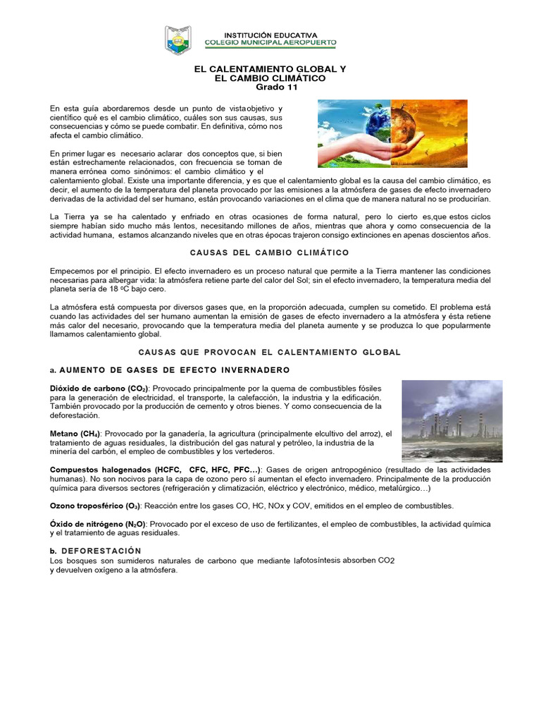 Causas y Consecuencias del Calentamiento Global | PDF | Gases de efecto ...