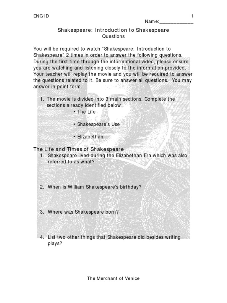 Introduction to Shakespeare's Life and Works | PDF | William ...