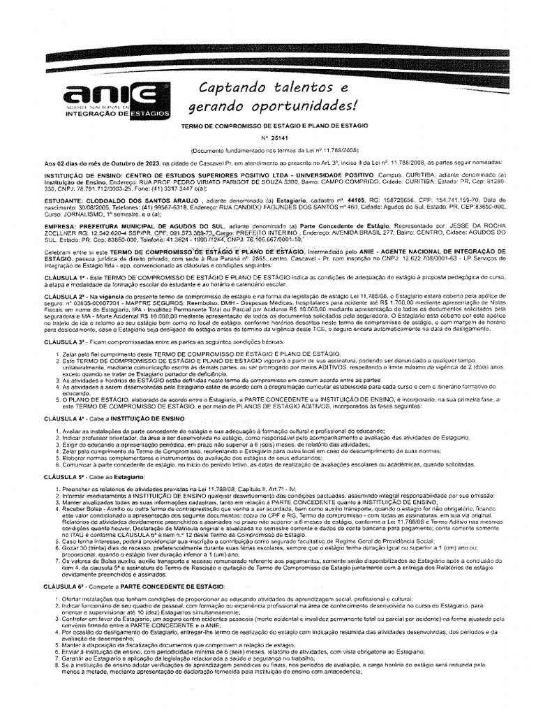 Contrato Clodoaldo | PDF