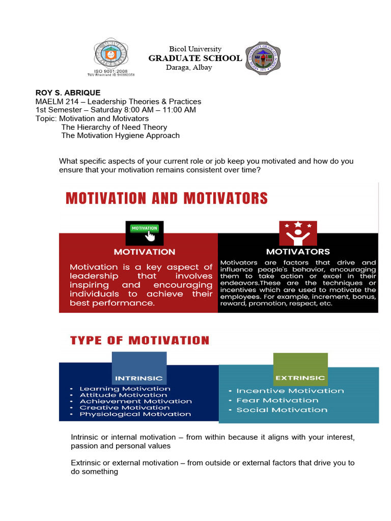 Handout Motivation ABRIQUE | PDF | Motivation | Motivational