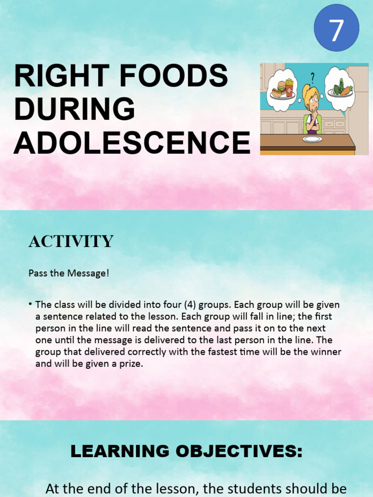 1 Right Foods During Adolescence Revised | PDF
