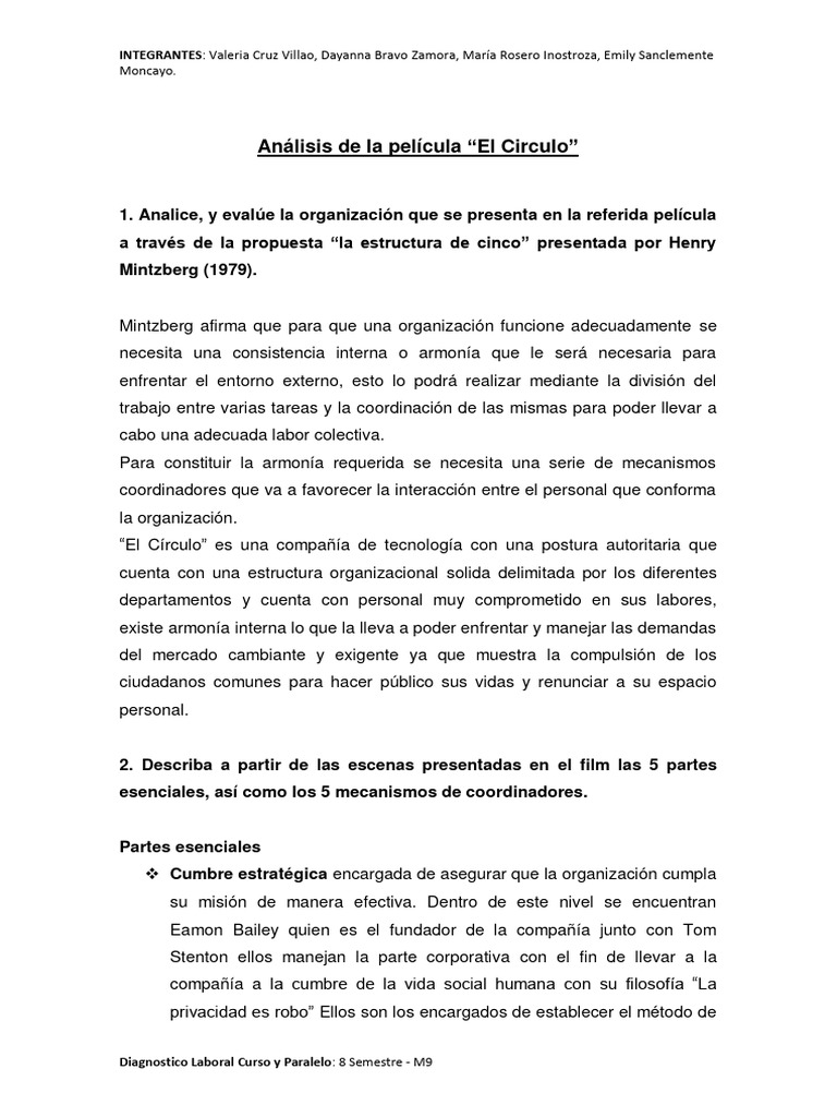Deber Final El Circulo Modelo Mintzberg | PDF