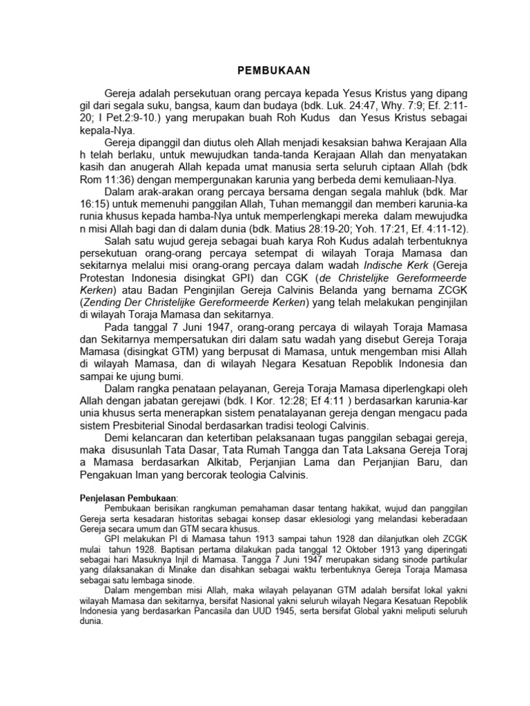 Tata Dasar Dan Tata Rumah Tangga GTM THN 2021 | PDF