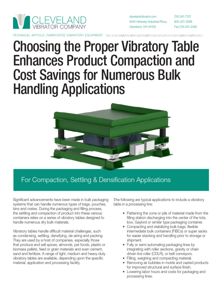 Choosing The Proper Vibratory Table Technical Article - 2020 | PDF ...