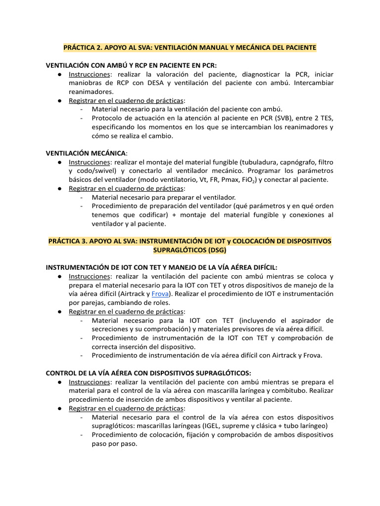 Prácticas de Apoyo Al SVA | PDF | Especialidades Medicas | Seguridad Pública