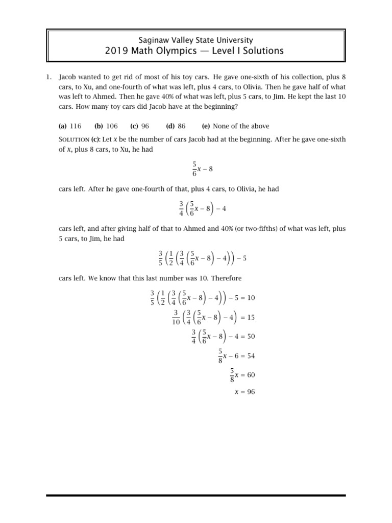 Level1 Solutions | Download Free PDF | Inequality (Mathematics) | Area