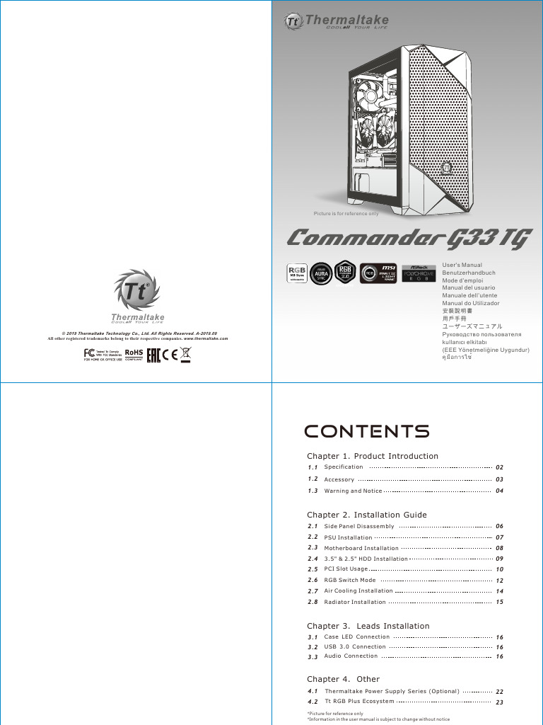 Ca-1p3-00m1wn-00 Commander g33 TG Argb Manual 190830 | PDF | Electrical ...