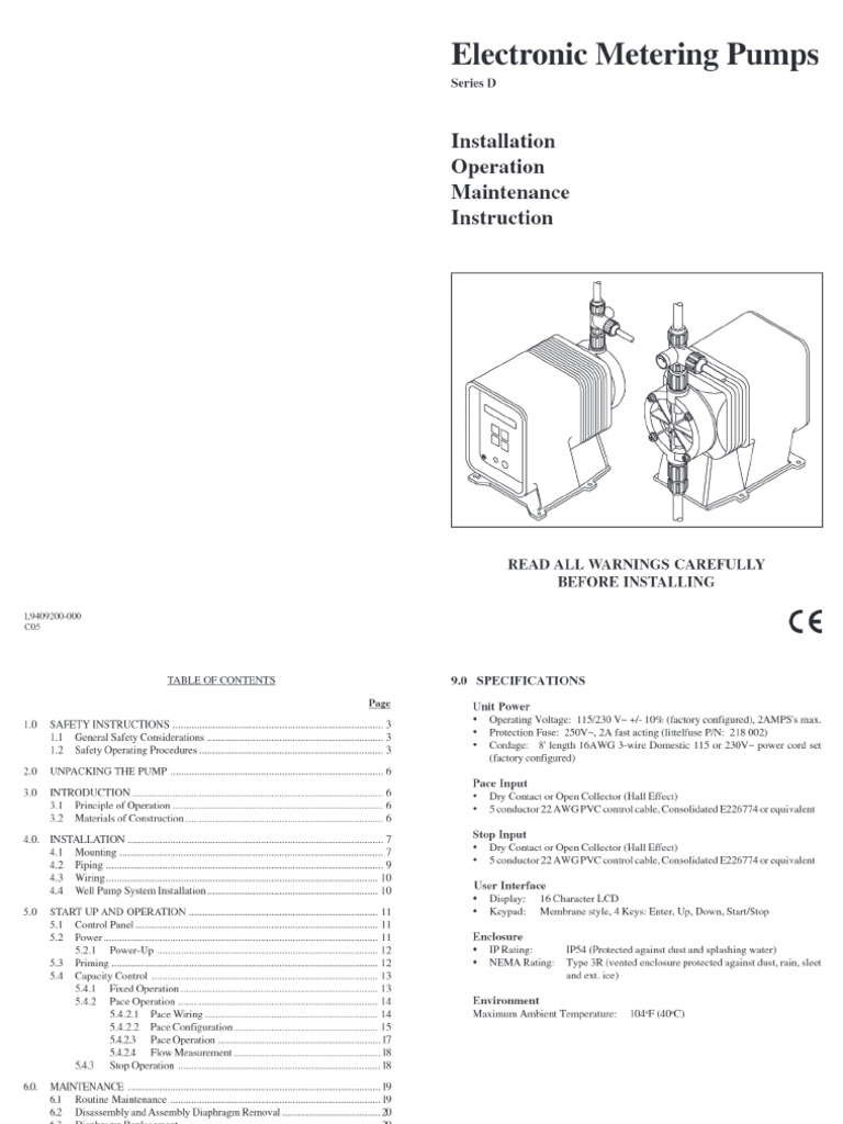 Pulsafeeder PULSAtron Series D Pumps USER MANUAL | PDF