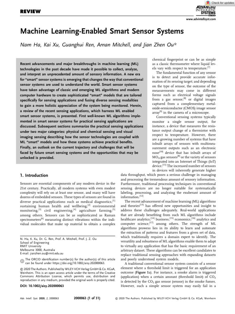 Advanced Intelligent Systems - 2020 - Ha - Machine Learning Enabled ...