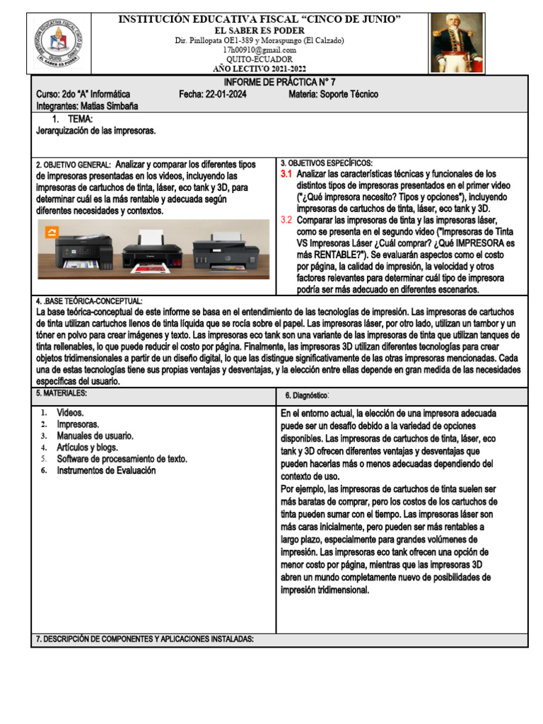 Informe 7 | PDF | Impresora (Computación) | Impresión 3d