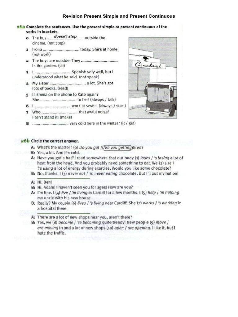 Revision Present Simple and Present Continuous | PDF | Verb | Linguistics
