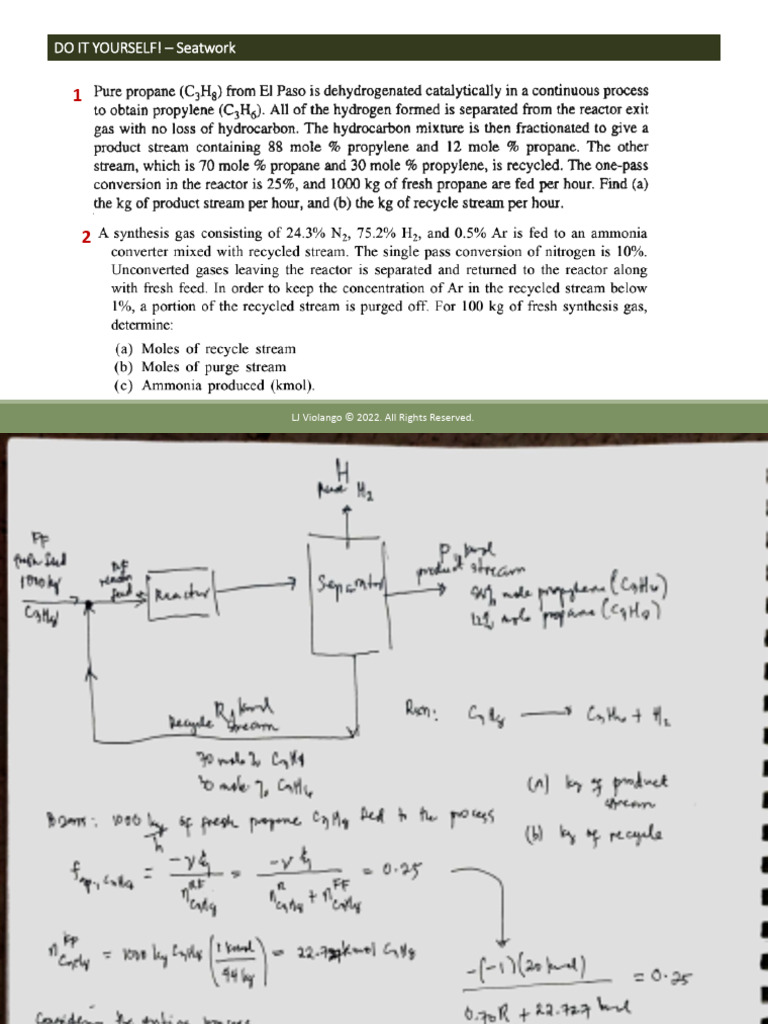 SOLUTION - ProbSet - Mat. Balance With Chemical Reaction (Multiple Units) | PDF