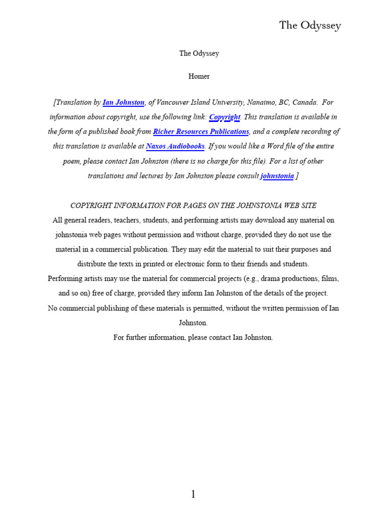 The Odyssey | PDF