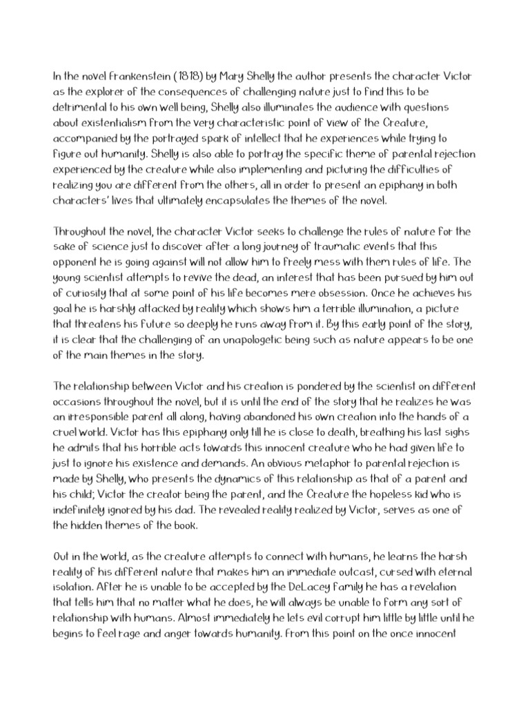 Essay AP Lit Frankenstein 1818 by Mary Shelly | PDF | Existentialism ...