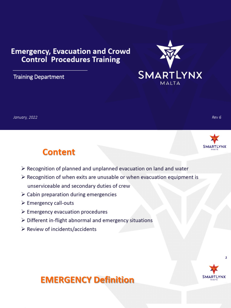 MLA Emergency, Evacuation and Crowd Control Procedures A330 | PDF