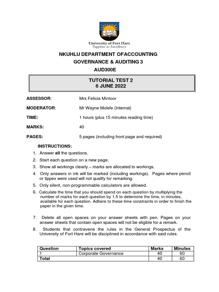 Governance Audit Test for Kaplan Ltd | PDF | Board Of Directors | Audit