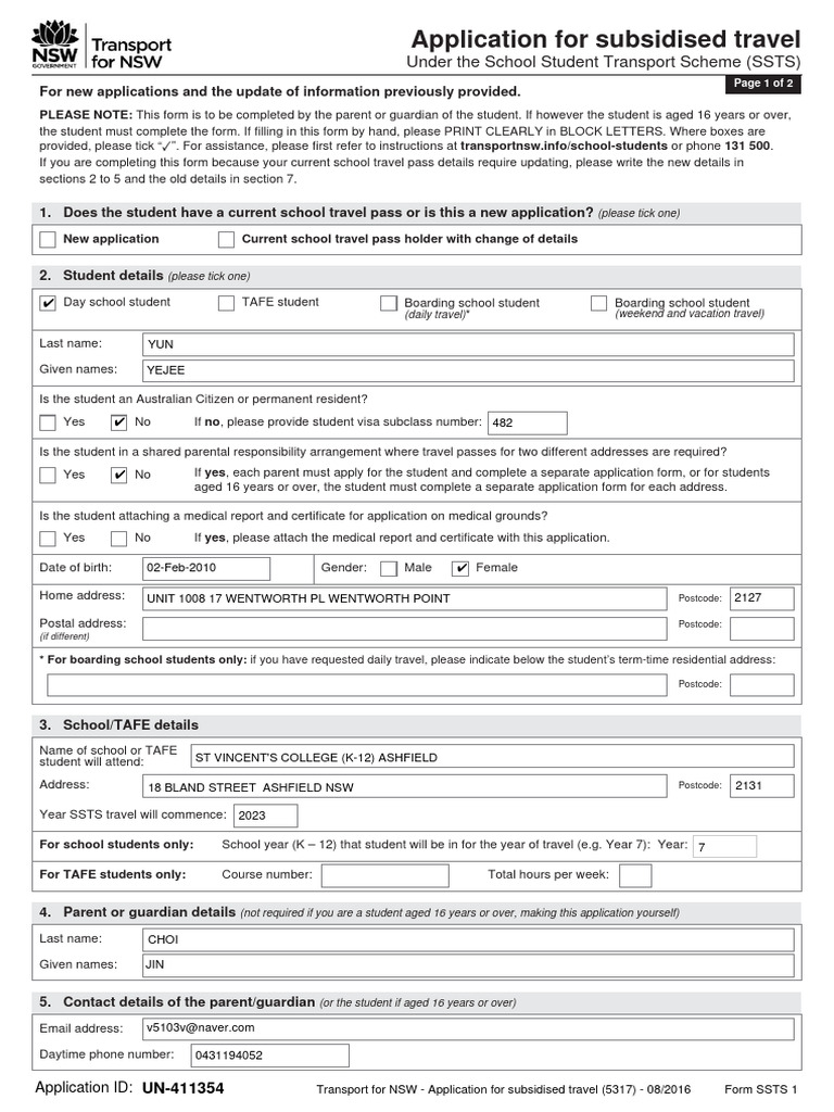 Student Travel Pass Application | PDF